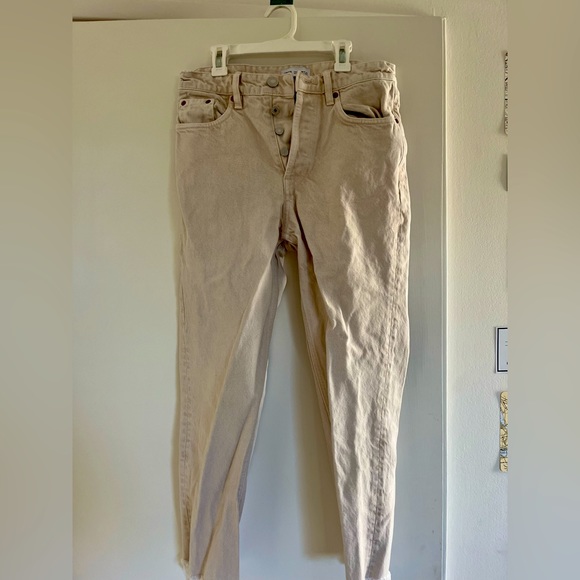 Zara | Pants & Jumpsuits | Zara Wide Leg Tan Cargo Material Pants ...